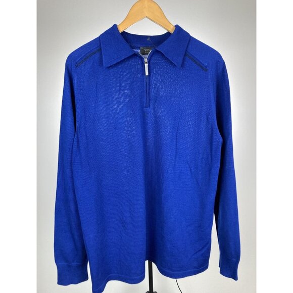 Versace | Sweaters | Versace Classic Blue Wool Polo Neck Sweater M ...